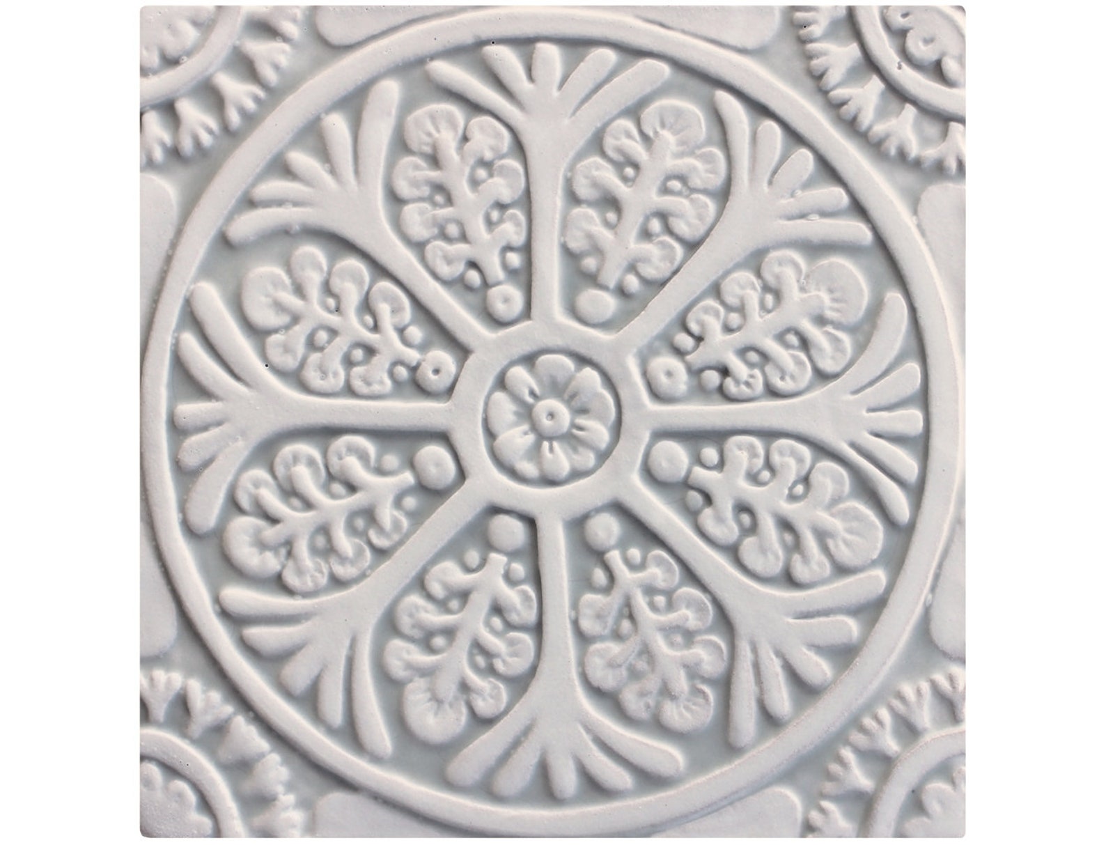 Handmade Tile in Deep Relief With Floral Design 7.87 - Etsy