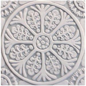 Handmade Tile in Deep Relief With Floral Design for Kitchen Decor ...