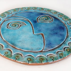 Wall Sculpture Sun&moon Ceramic Tile for Deck Decor, Outdoor Wall Art ...