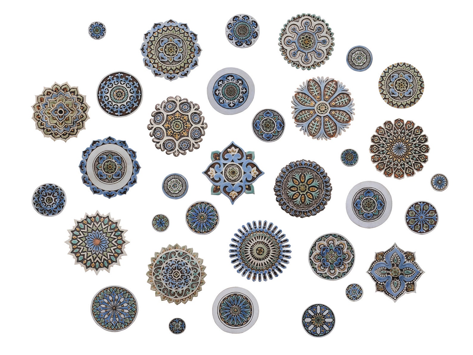 3 Beautiful Wall Art Tiles Made From Ceramic Handmade Ceramic | Etsy