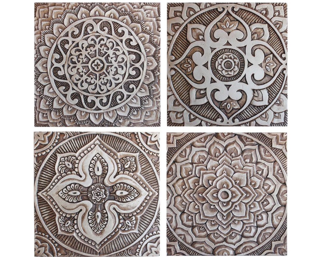 4 Mandala Tile for Meditation Art, Spiritual Gift, Yoga Art Decoration ...