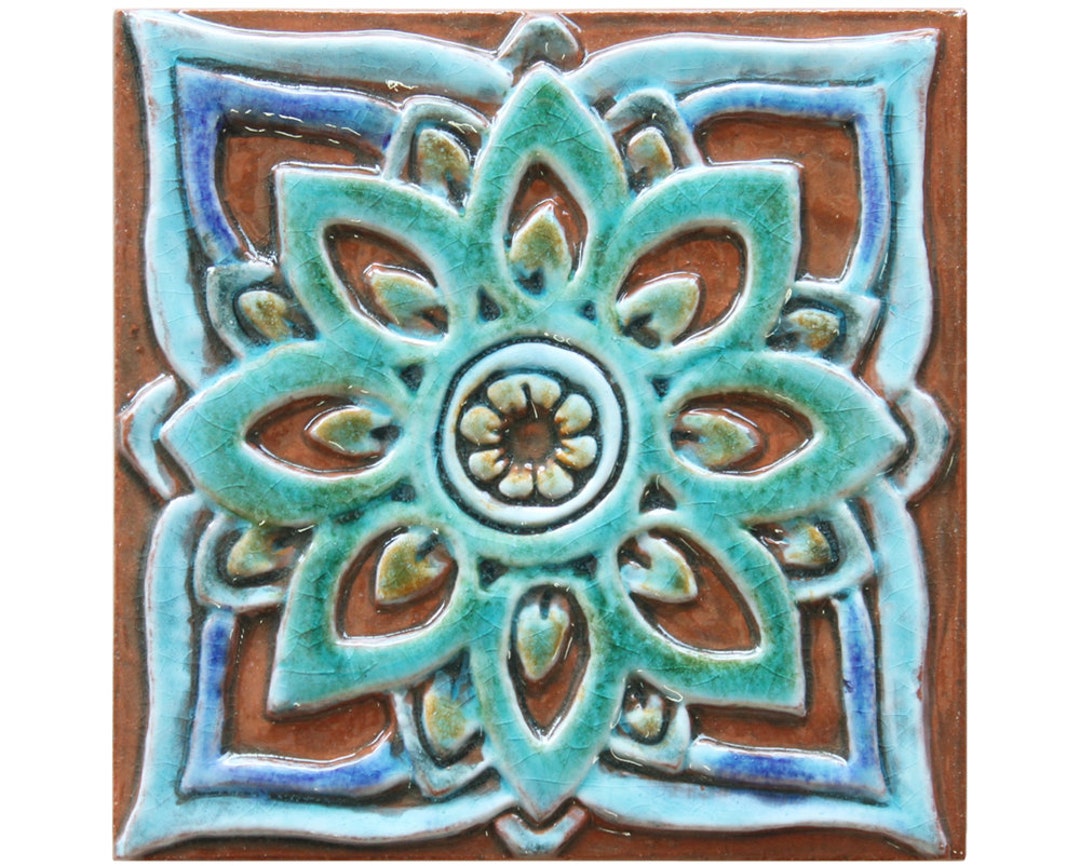 Handmade Tile With Mandala Design, Ceramic Wall Art, Decorative Tile ...