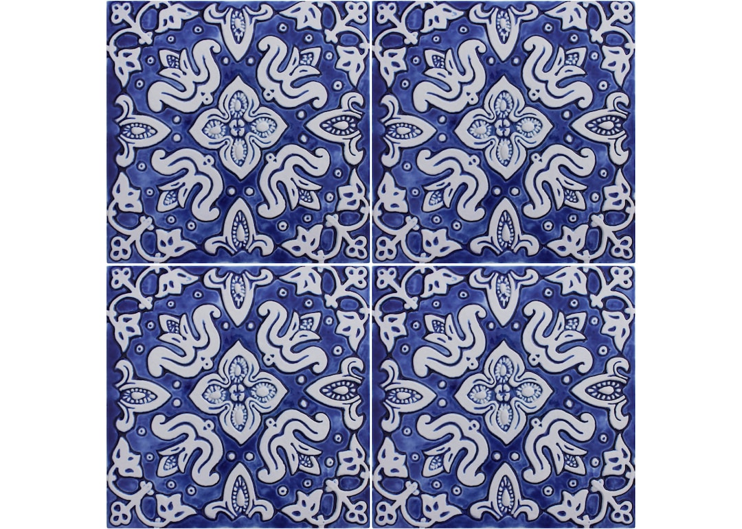 4 Large Spanish Tile, Ceramic Tile for Kitchens Bathrooms and Wall Art ...