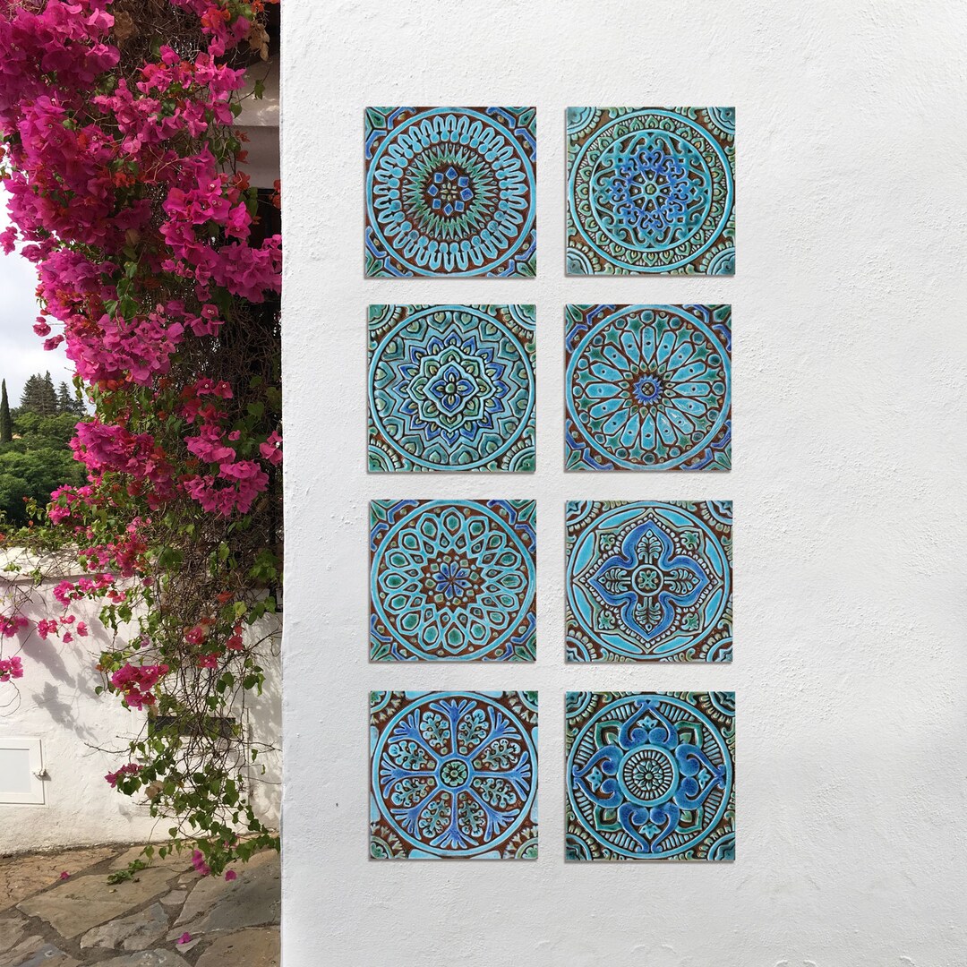 8 Ceramic Tiles for Kitchens and Bathrooms Decor, Handmade Outdoor Wall ...