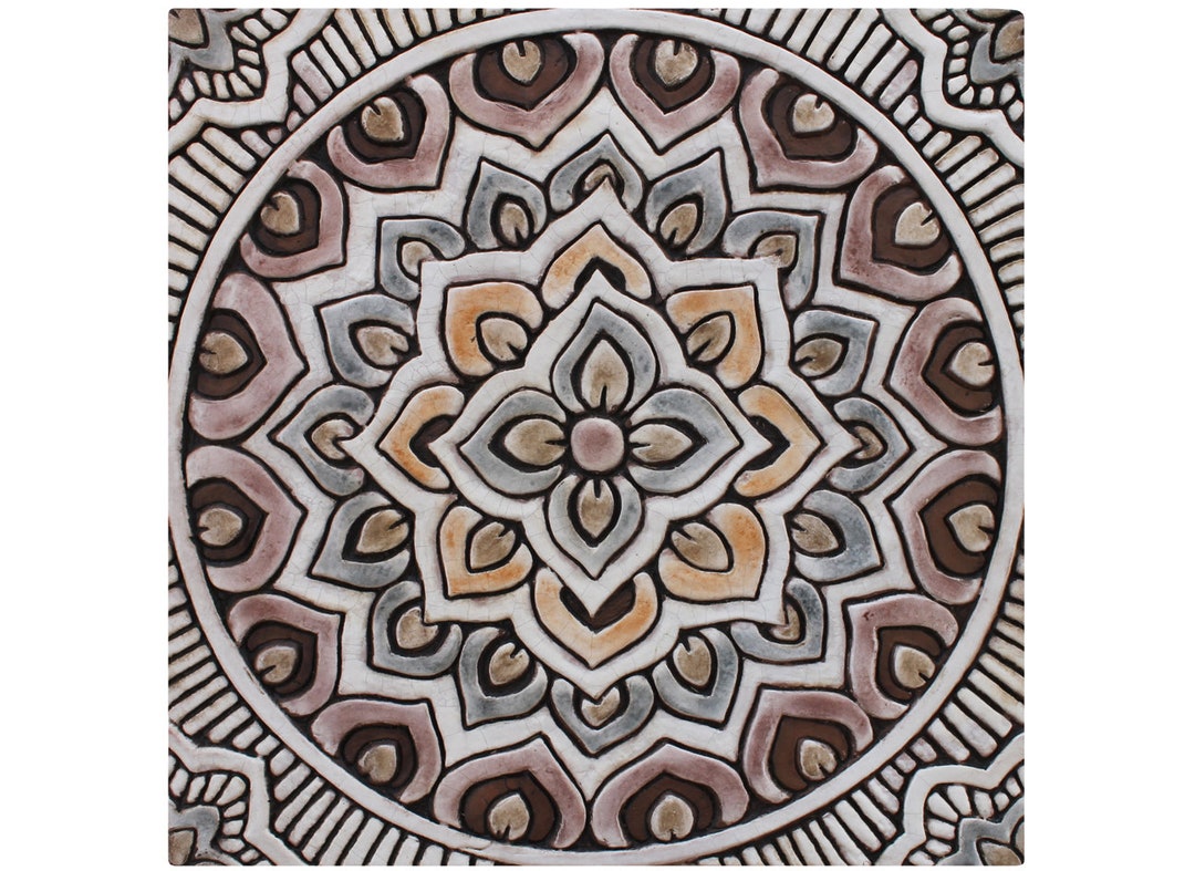 Unique Mandala Decorative Tile With Relief Carving, Ceramic Tile ...