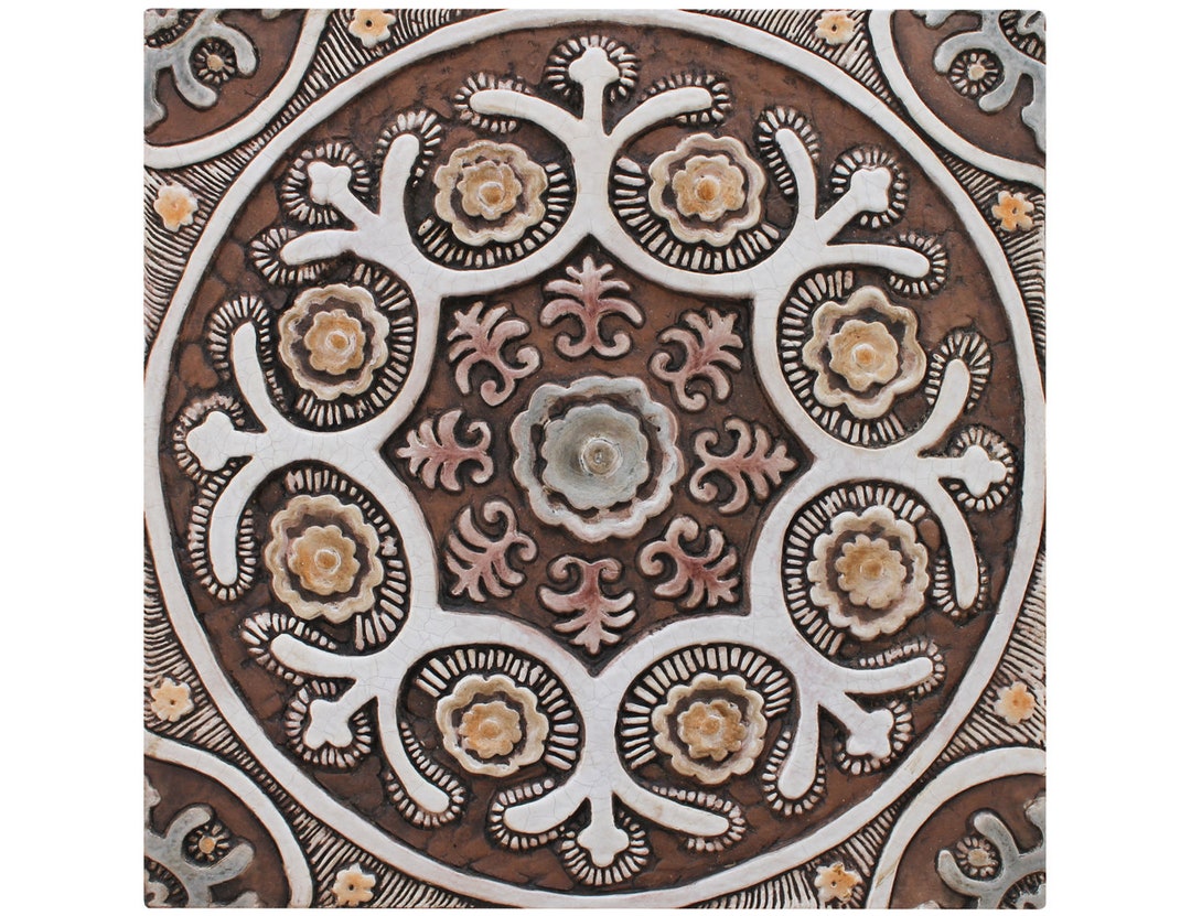 Floral Handmade Decorative Tiles, Beach Decor, Kitchen Ceramic Tiles ...