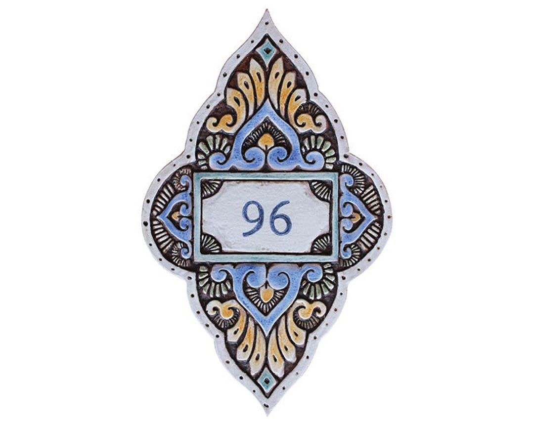 Handmade Ceramic House Number Sign: Personalized Moroccan Style Address ...