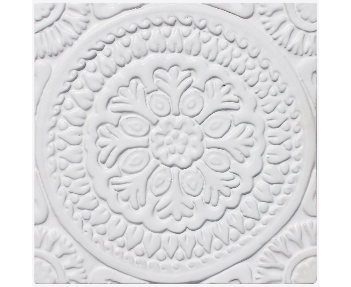 Ceramic tile with Floral design 20cm hand painted tiles ideal | Etsy