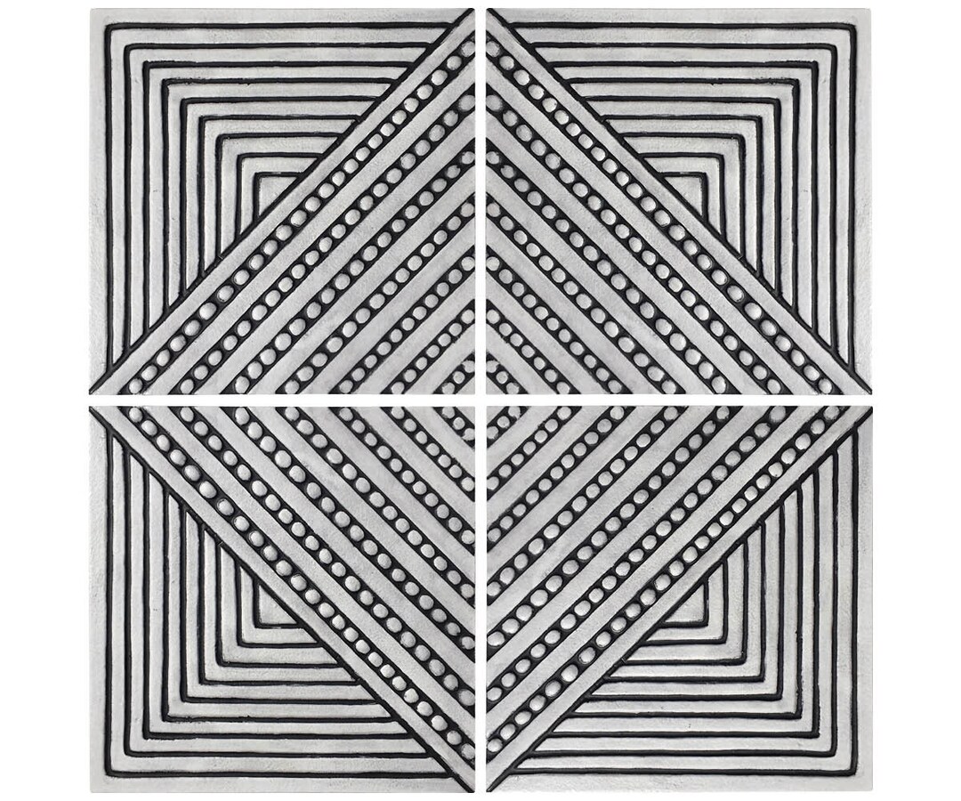 4 Large Abstract Wall Art, Wall Tiles Made From Ceramic, Large Wall Art ...