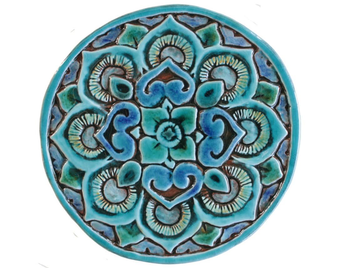 Mandala Wall Tile for Garden Decoration Made From Ceramic, Outdoor Wall ...