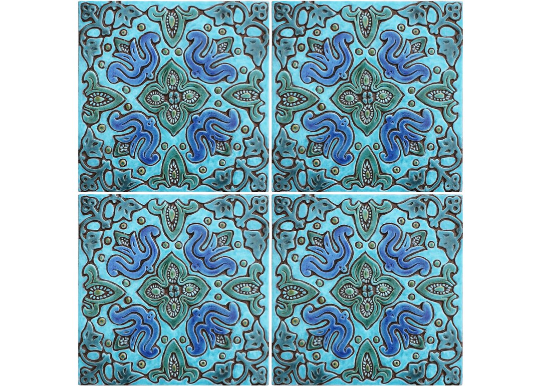 4 Large Spanish Tile Wall Hanging Made From Ceramic, Spanish Tile for ...