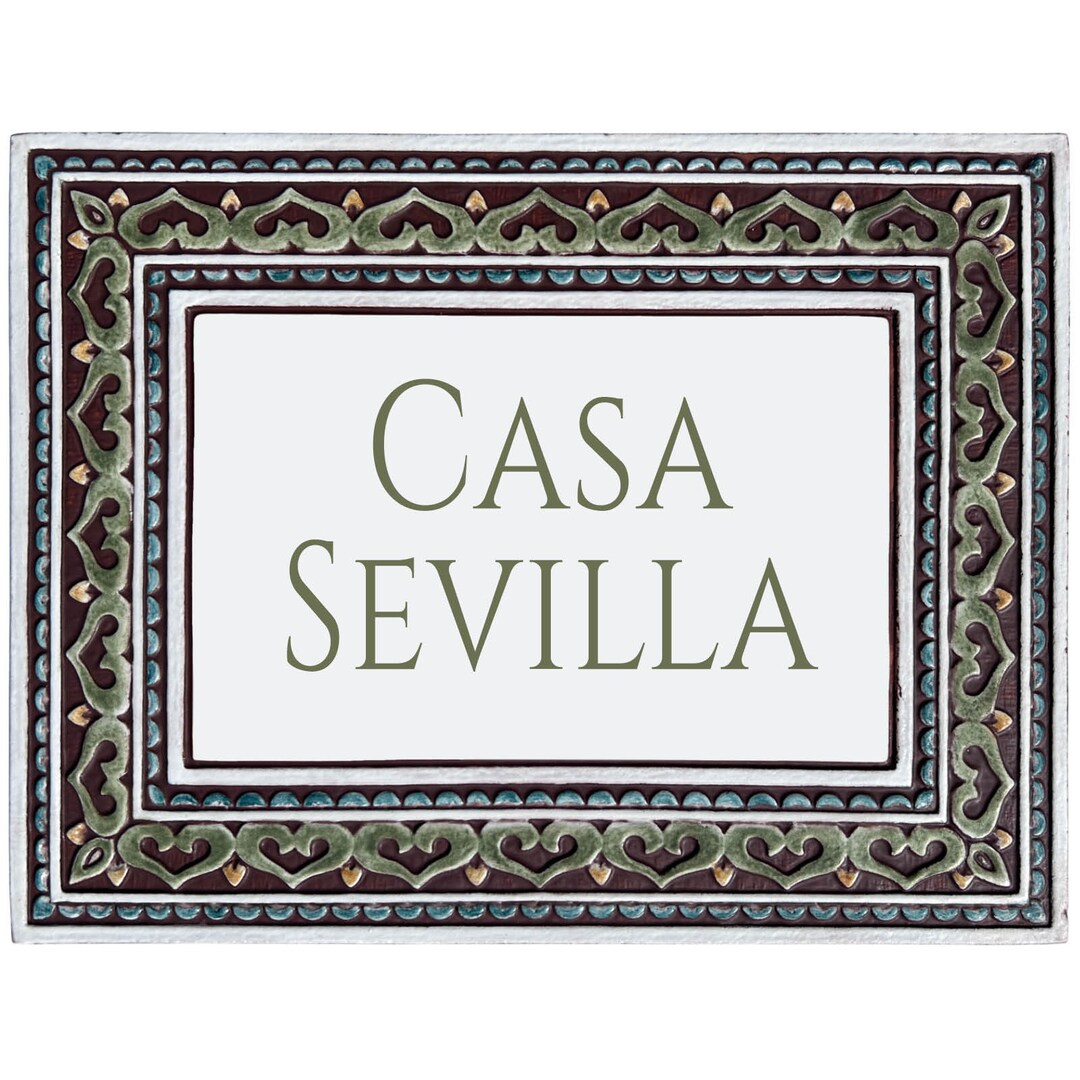 Custom Ceramic House Sign: Spanish Tile, Mandala #2, Matt Green - Etsy