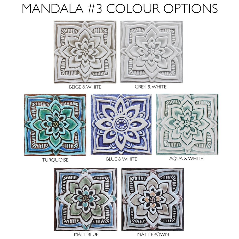Handmade Ceramic Mandala Tile: Grey Spanish-style Wall Art (15cm) - Etsy