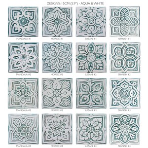 Ceramic Tile With Mandala Decor, Decorative Tile, Relief Tile, Bathroom ...