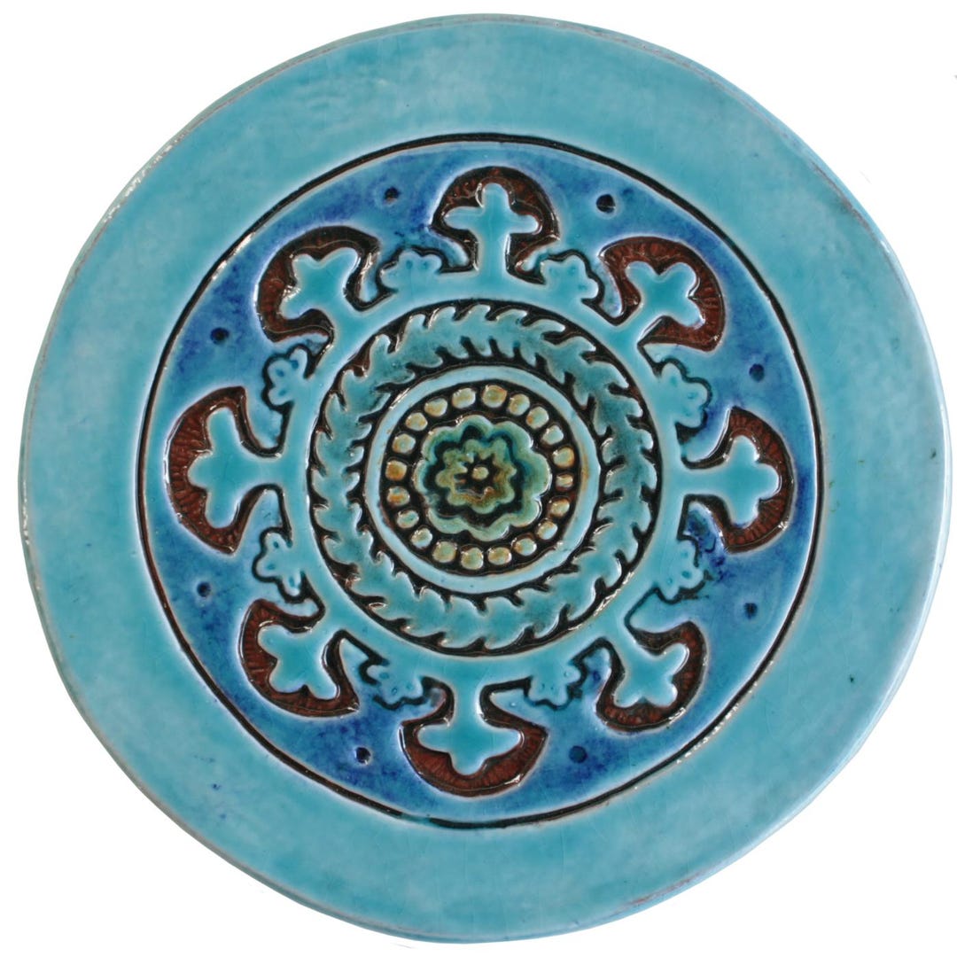 Circle Ceramic Art With Suzani Design for Interior Decor, Ceramic Tile ...