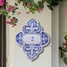 House Number in Blue and White,house Number Plaque With Floral Decor ...
