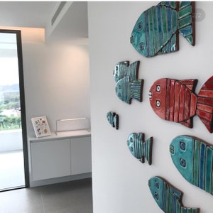 8 Fish Wall Sculpture, Tile Art, Fish Wall Art, Fish Wall Tile, Ceramic ...