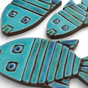 8 Fish Wall Sculpture, Tile Art, Fish Wall Art, Fish Wall Tile, Ceramic ...