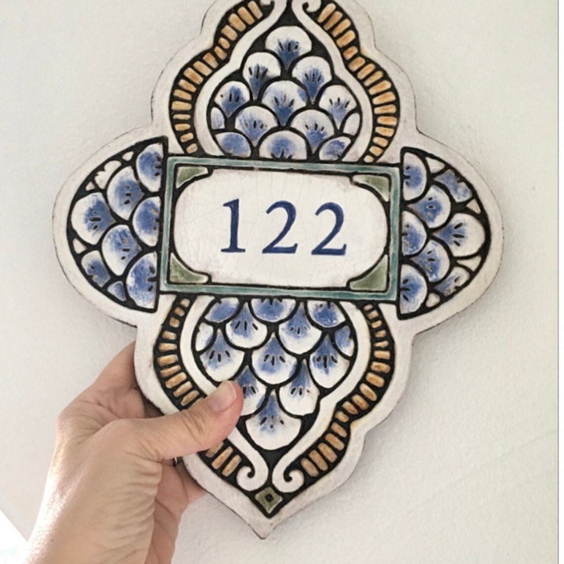 Ceramic House Number Plaque, Moroccan Decor, Personalized Address Sign ...