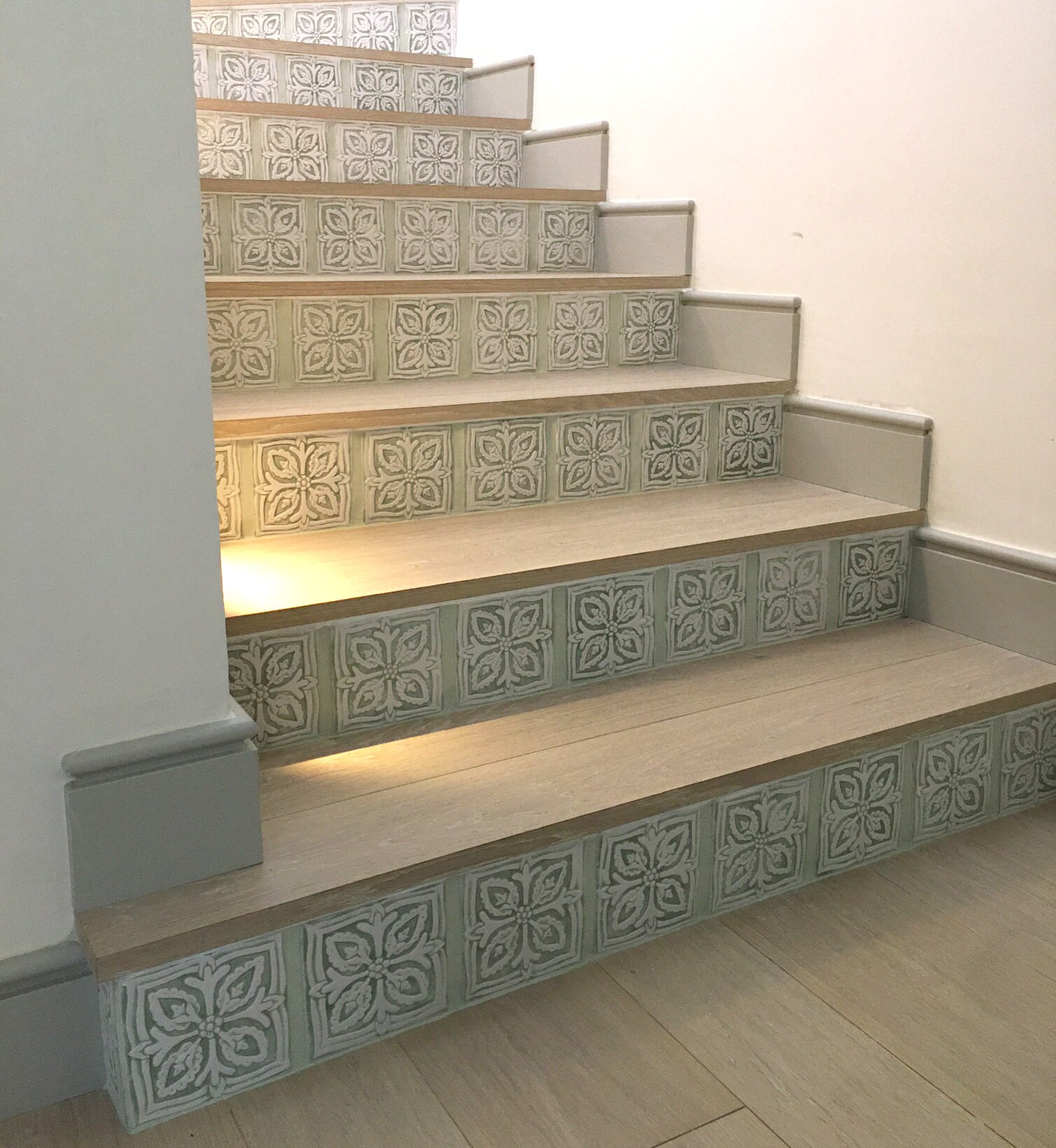 Handmade Ceramic Tiles: Beige & White, Spanish Mosaic ,set of 12, (15cm ...