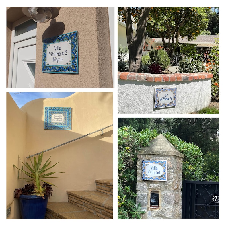 Personalized Ceramic House Name Sign: Blue & White Spanish Tile Plaque ...