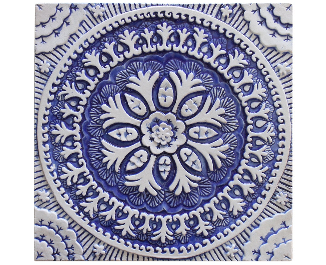 Decorative Tile With Floral Design, Ceramic Tile, Floral Tile, Bathroom ...