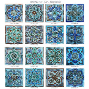 Handmade Tile With Mandala Design, Ceramic Wall Art, Decorative Tile ...