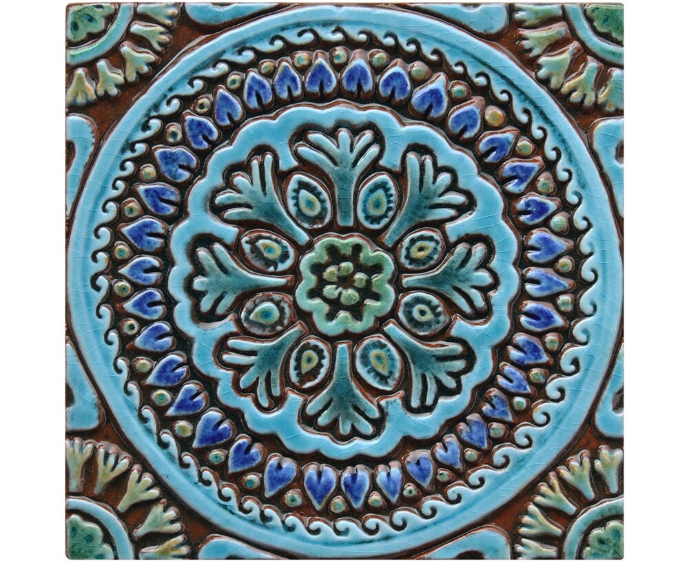 Ceramic Fine wall art 20cm floral design wall decor wall | Etsy