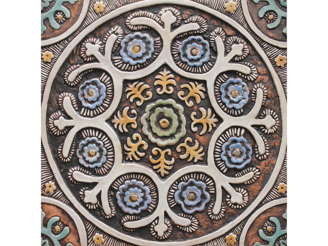 11.8 Ceramic Tile With Floral Design Decorative Tile Glazed - Etsy