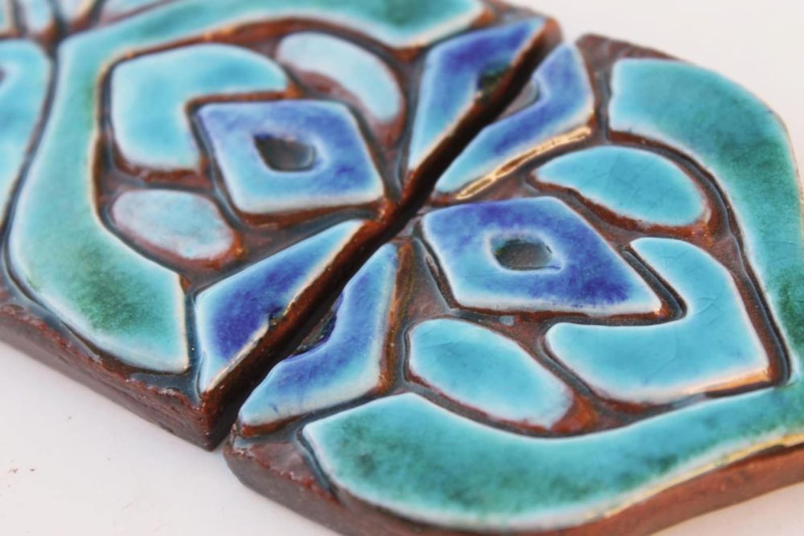 Moroccan Ceramic Column Tiles: Turquoise Glazed Pillar Decor (set of 6 ...