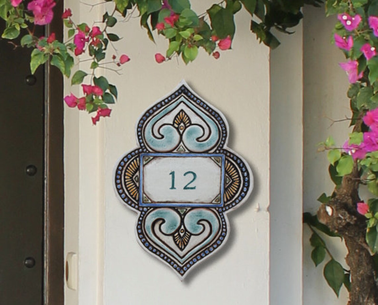 Address Plaque With Ethnic Design House Numbers in Ceramic - Etsy