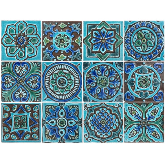 Set de 12 azulejos turquesa para baños y cocinas. Azulejos - Etsy España
