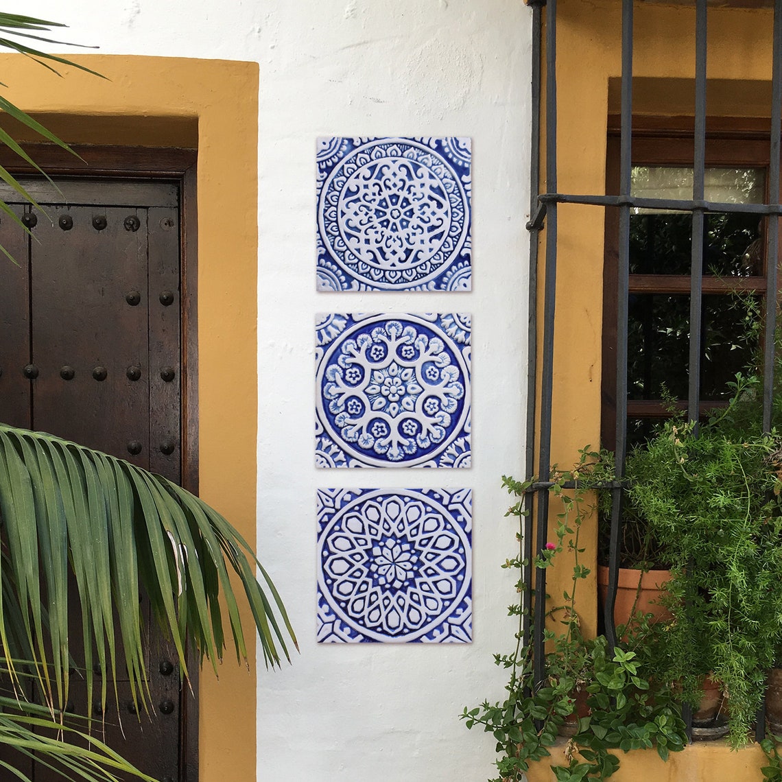 3 Beautiful Wall Hanging Ceramic Tiles 7.87 Ideal for - Etsy