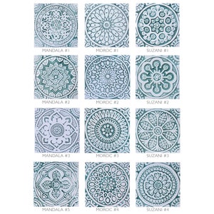 6 Beautiful Wall Hanging Ceramic Tiles, Rustic Tiles for Home Decor ...