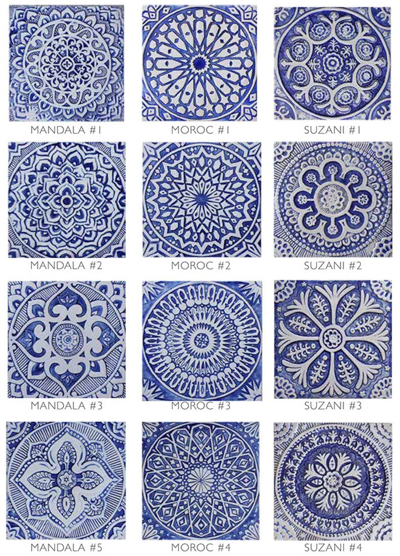 Handmade Spanish Tile Set (x2): Blue & White Ceramic Wall Decor, 11.8 ...
