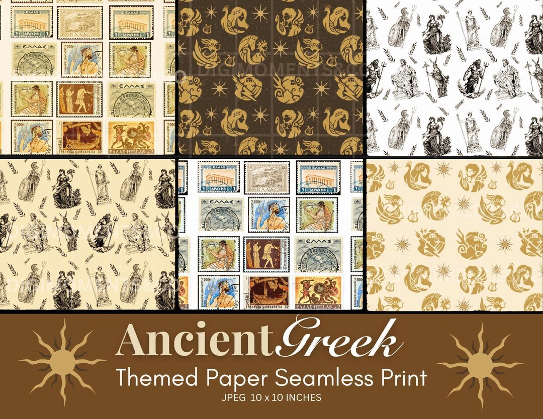Ancient Greek God and Goddess Digital Paper: Junk Journal Ephemera ...