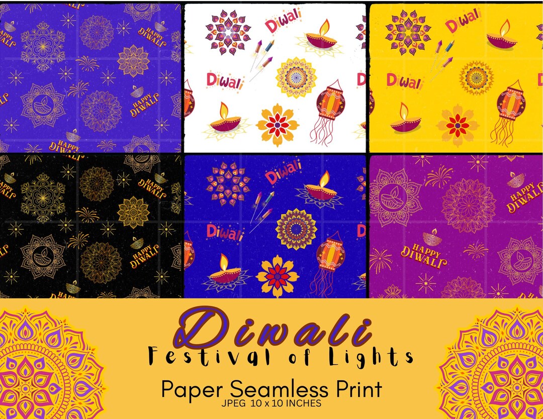 Celebrate Diwali Digital Paper Seamless Patterns: Festival of Lights ...