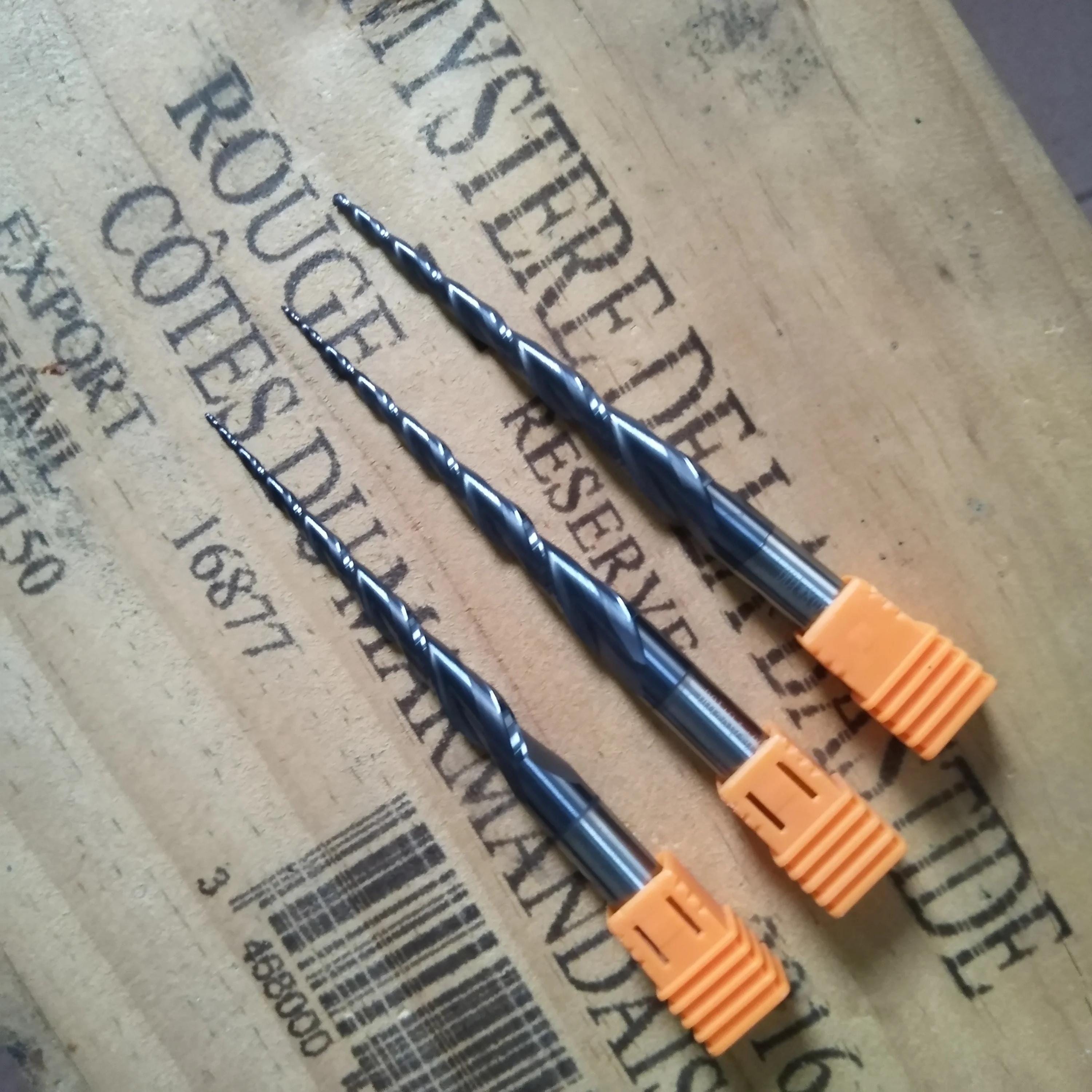 2-flute Milling Cutter HRC55 End Mill, Tapered Ball Nose Design, for ...