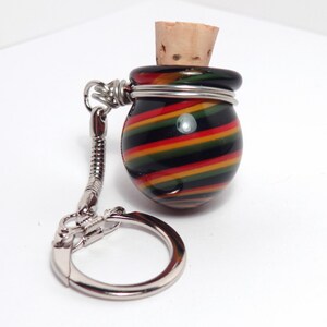 Tiny Glass Keychain Jar Rasta Stripes - Etsy