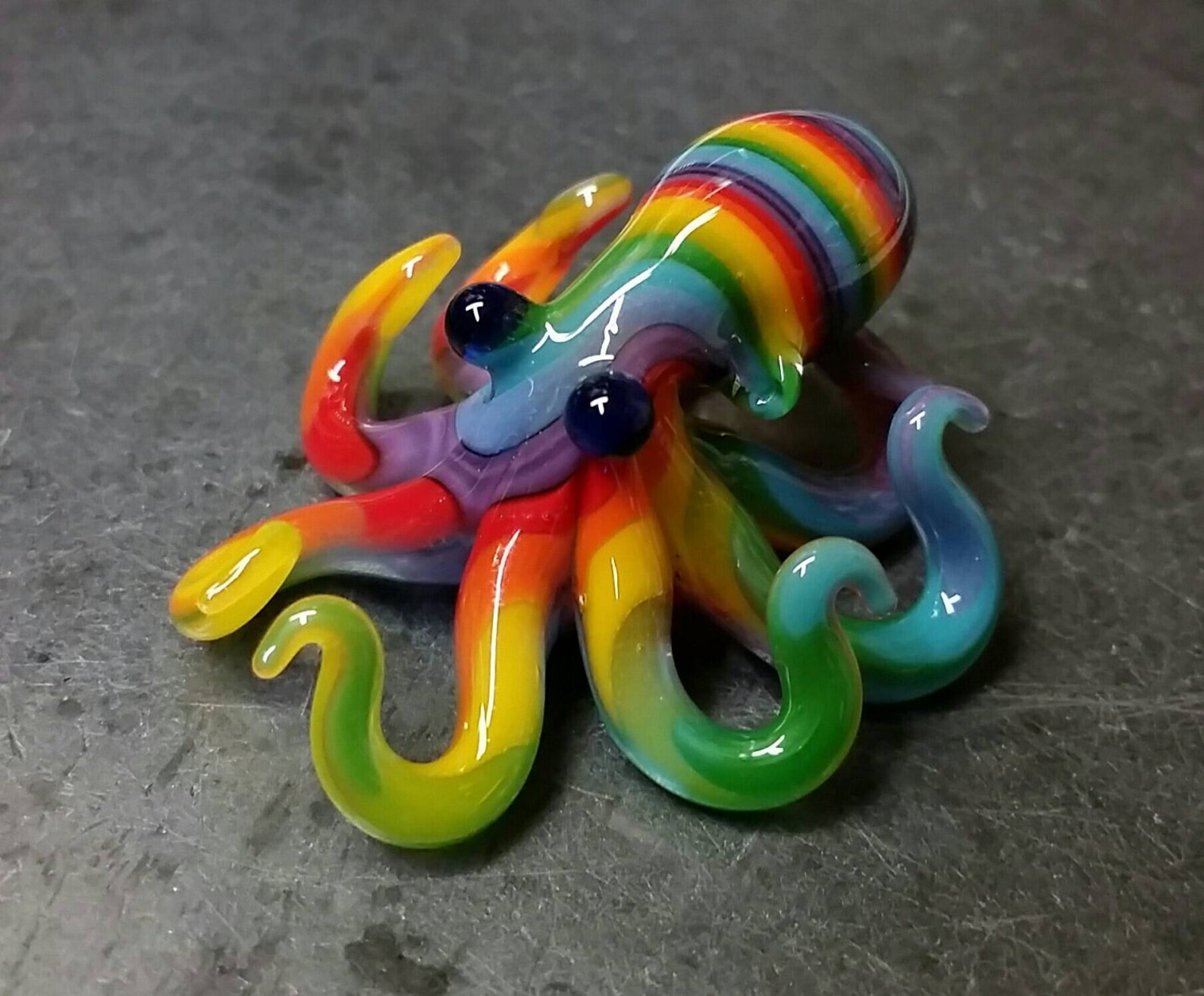 Rainbow Striped Octopus Pendant - Etsy