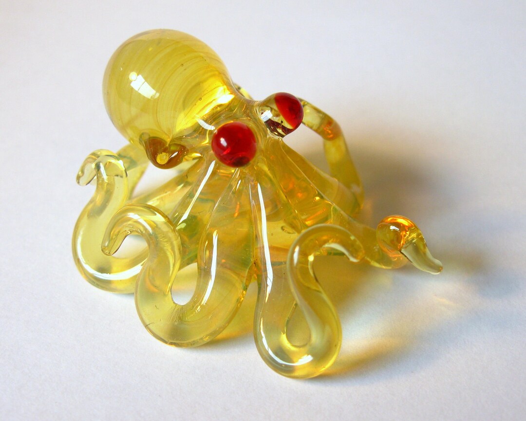 Small Glass Octopus Pendant Transparent Yellow - Etsy