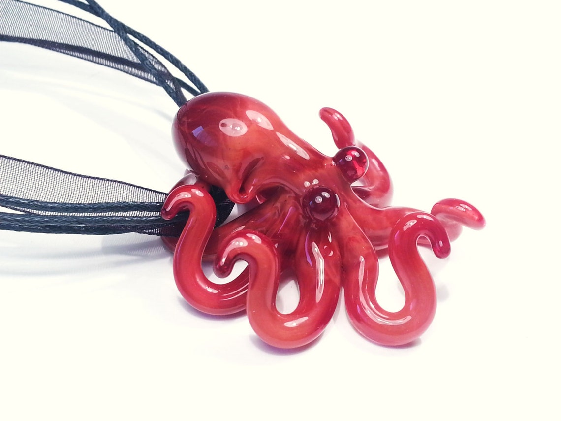Glass Octopus Pendant Hot Lava - Etsy
