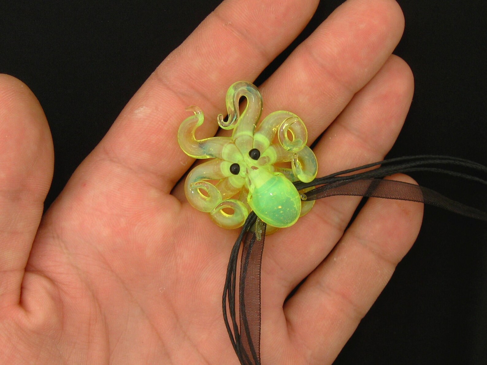 Small Glass Octopus Pendant Radioactive Ooze - Etsy