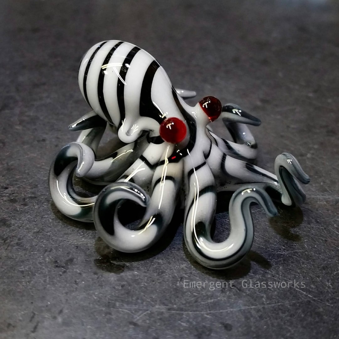 Glass Octopus Pendant Zebra Striped - Etsy