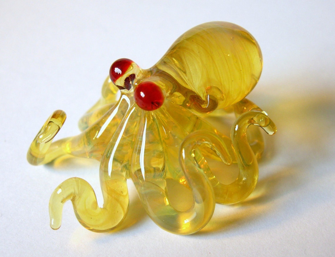 Small Glass Octopus Pendant Transparent Yellow - Etsy