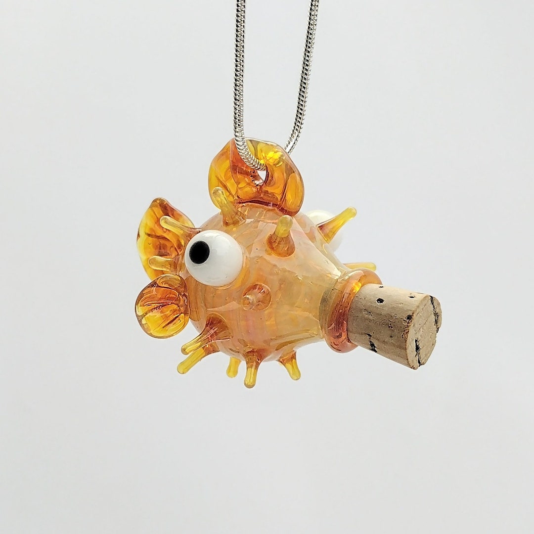 Glass Puffer Fish Hollow Pendant Bottle With Cork - Etsy