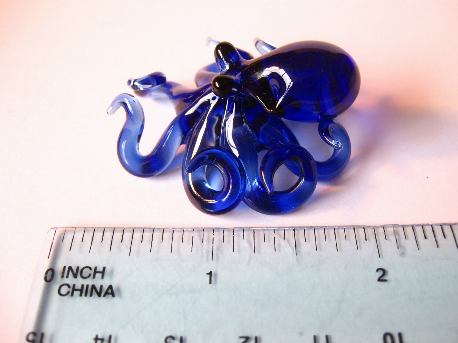 Small Glass Octopus pendant Transparent Cobalt Blue | Etsy