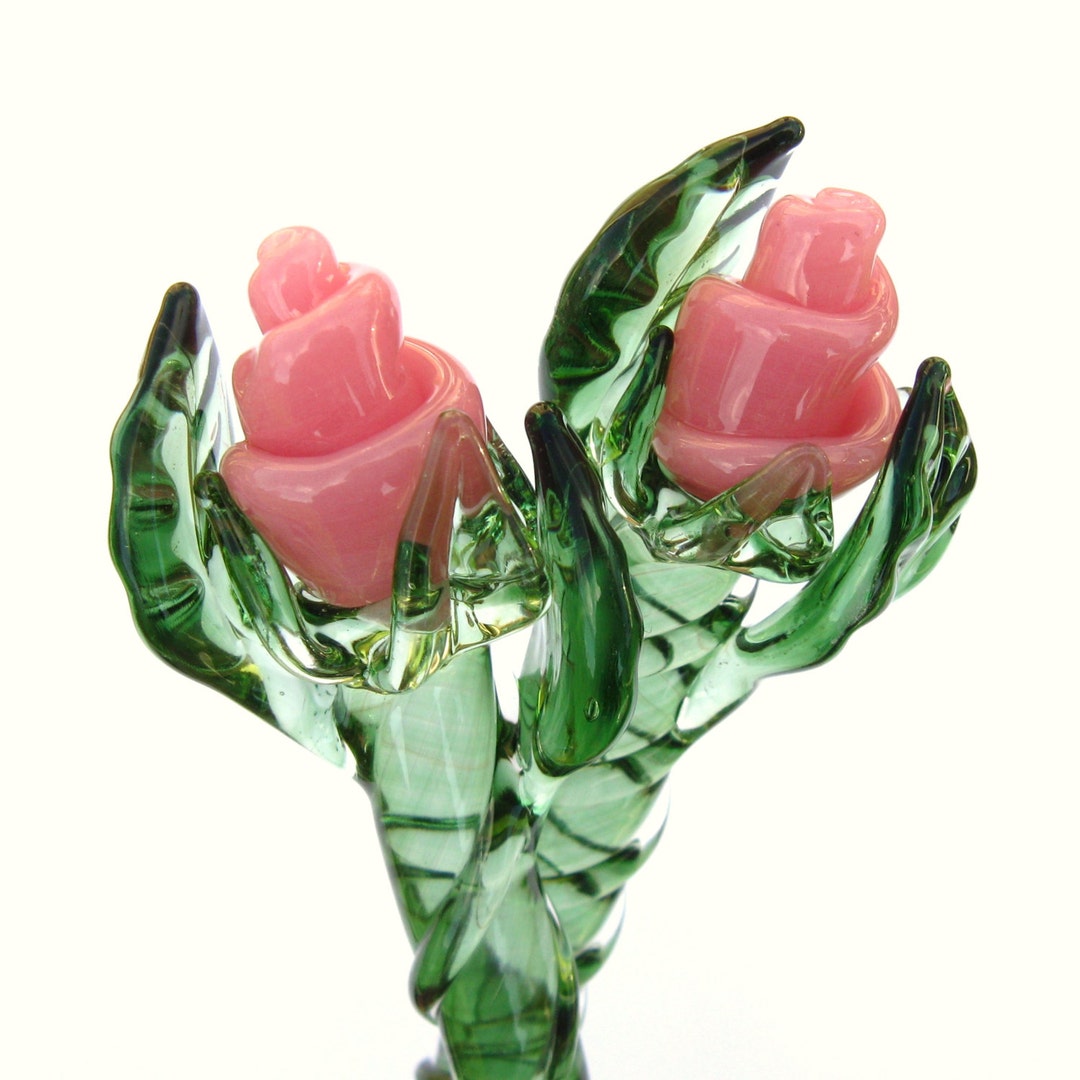 Pink Rose Glass Hair Sticks - Etsy