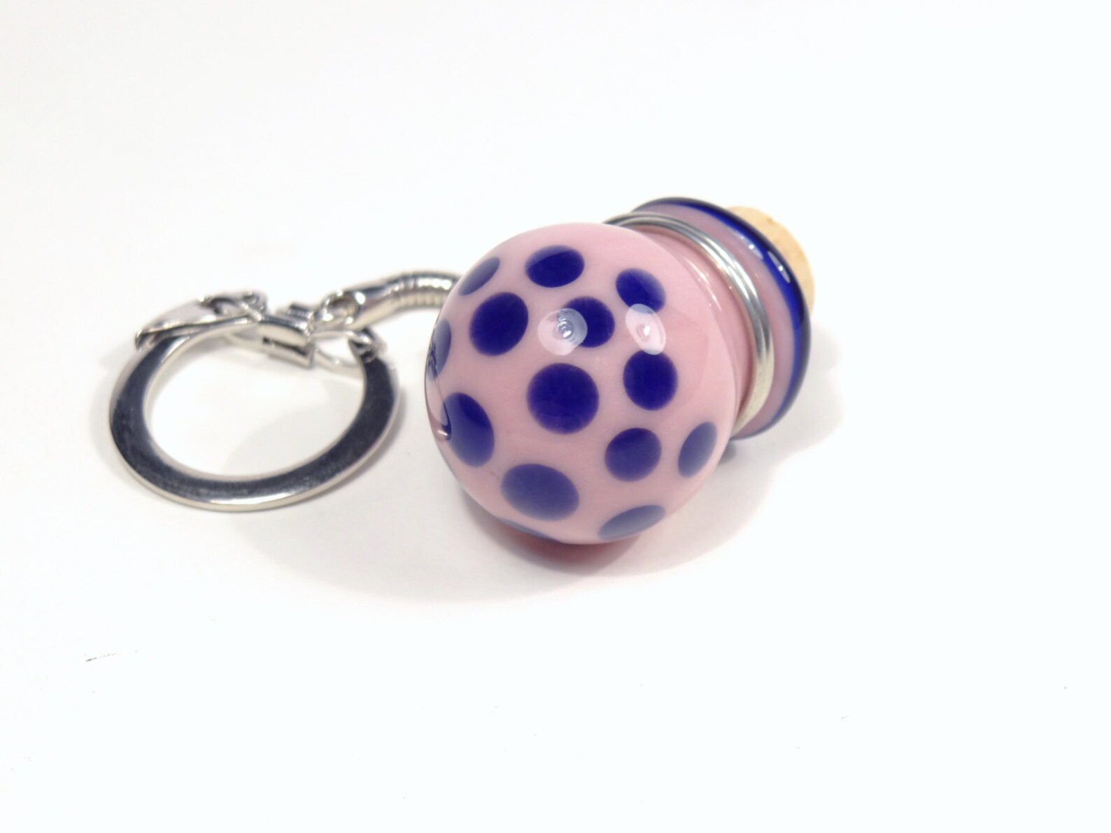 Tiny Glass Keychain Jar Pink Spotted | Etsy