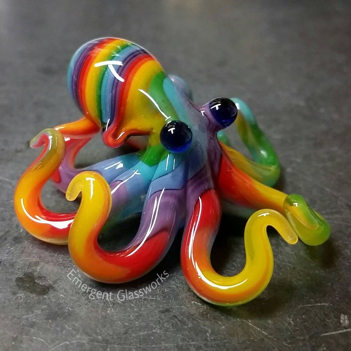 Rainbow Striped Octopus Pendant - Etsy